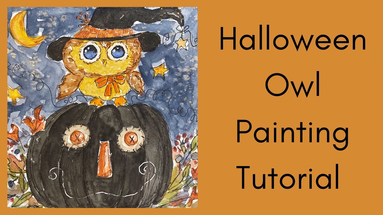 Whimsical Owl in a Pumpkin Patch | Step-by-Step Drawing & Watercolor ...