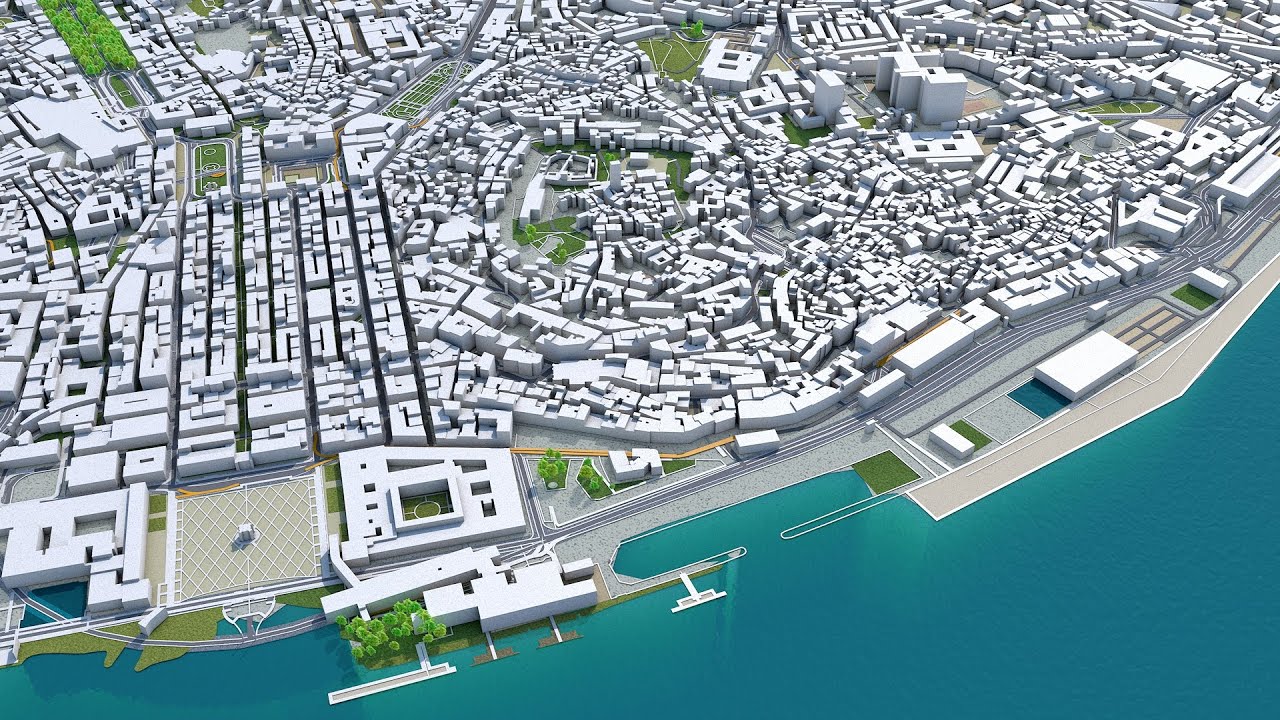 Lisbon city Portugal 3d model 40km - YouTube