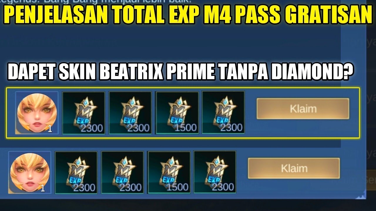 PENJELASAN! TOTAL EXP M4 PASS GRATISAN | CARA DAPATKAN SKIN SPECIAL AULUS DAN SKIN BEATRIX PRIME ...