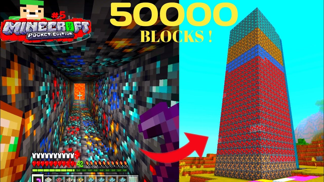 I Mined 50,000 Blocks in a STRAIGHT LINE in Minecraft Pocket Edition ...