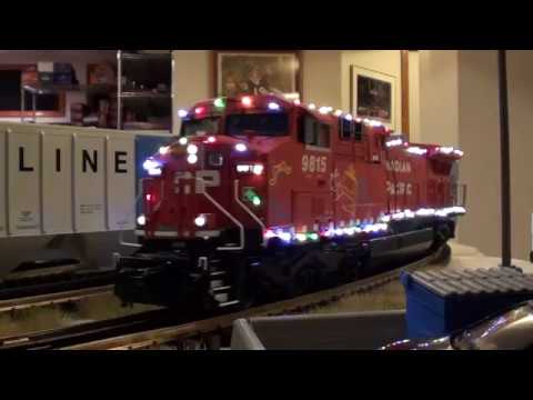 MTH Premier O Scale Canadian Pacific AC4400CW #9815 with LED Christmas Lights! - YouTube
