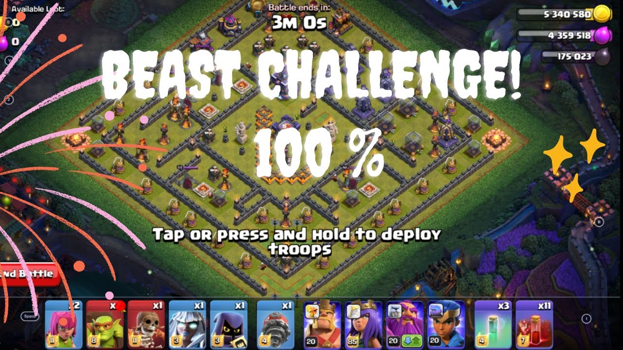 Unbelievable : 100% Beast Challenge Completed in Clash Of Clans ! - YouTube