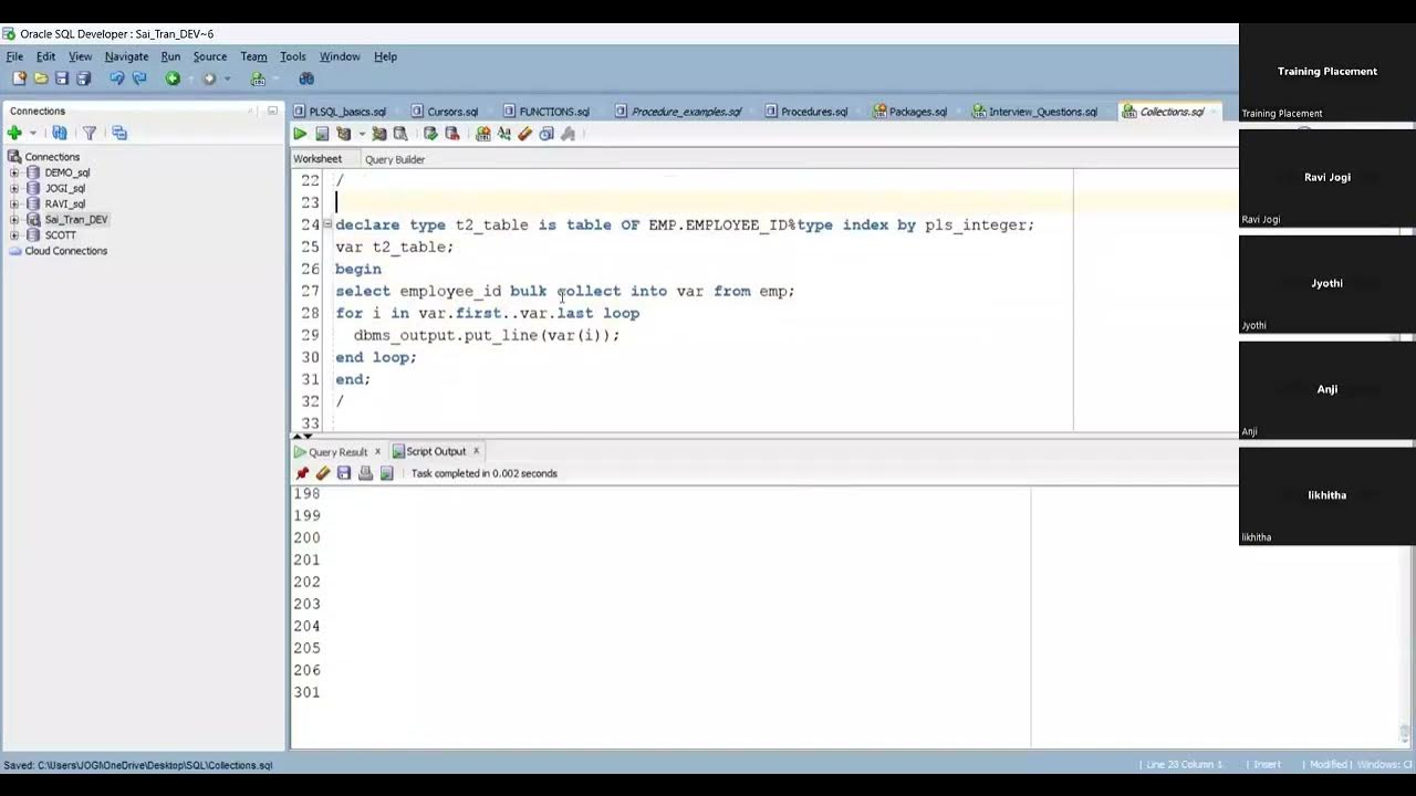 Oracle Plsql Collections Plsql Types Youtube