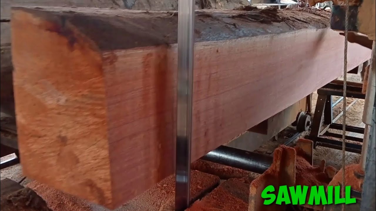 wujud kayu meranti merah buat bahan papan tebal (Sawmill) - YouTube