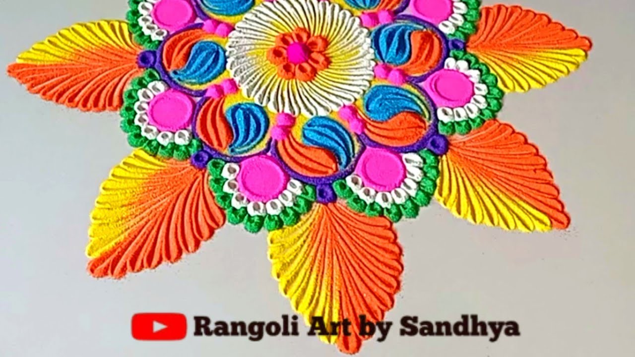 Super Elegant Rangoli ️ ️💐 ️Simple Rangoli ️💐Trending Colourful Rangoli ...