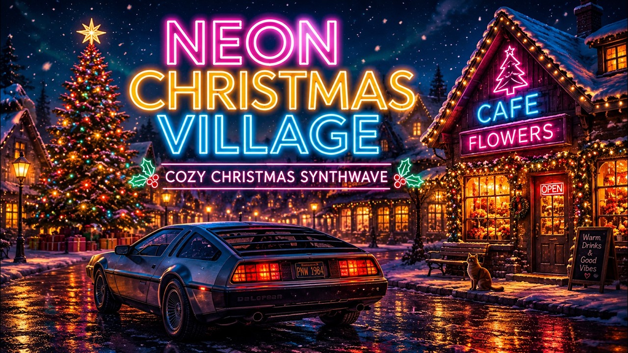 Best Chill Synthwave for Night Drives | 2025 Neon Christmas Village ...