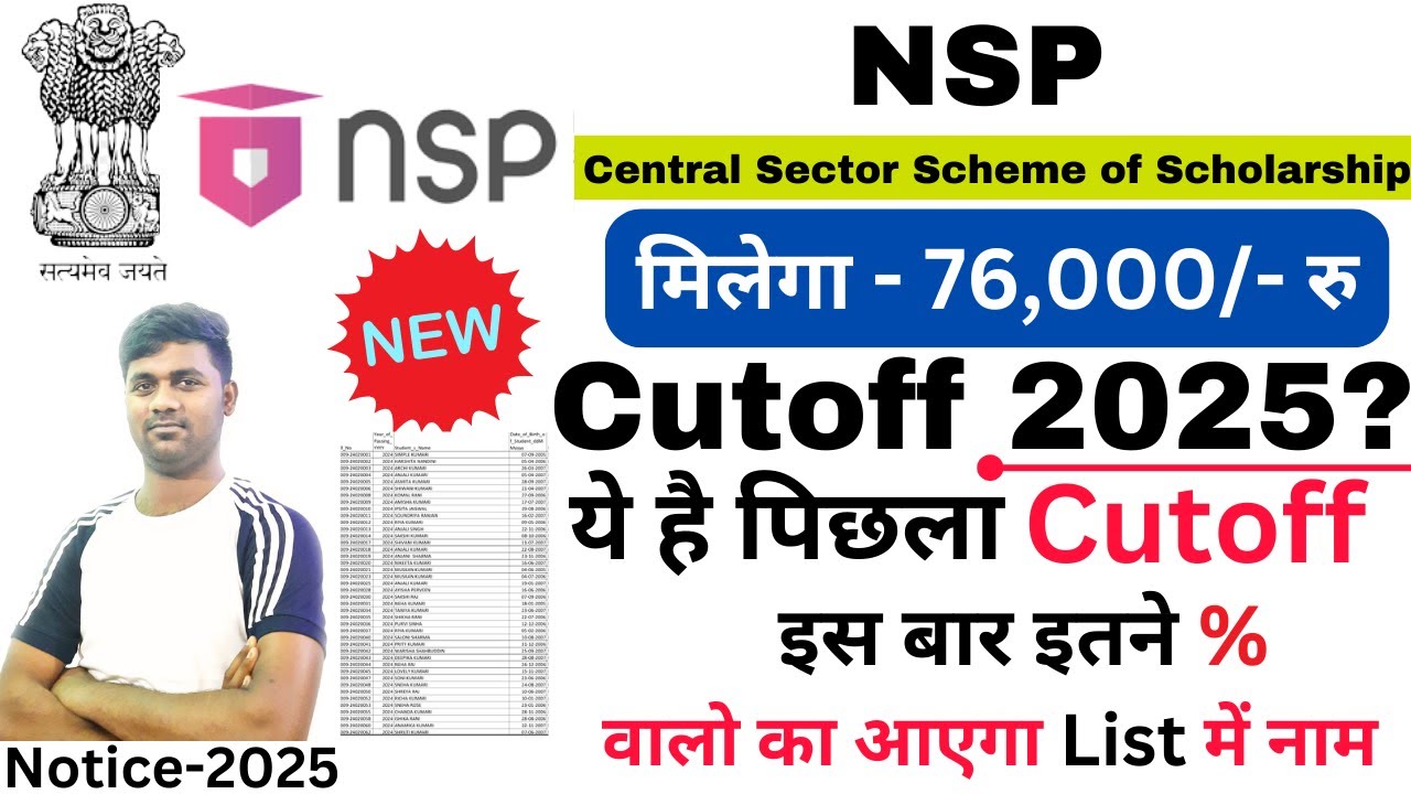 NSP Cut off List 2025 | NSP Scholarship 2025-26 | Inter 12th Pass ...