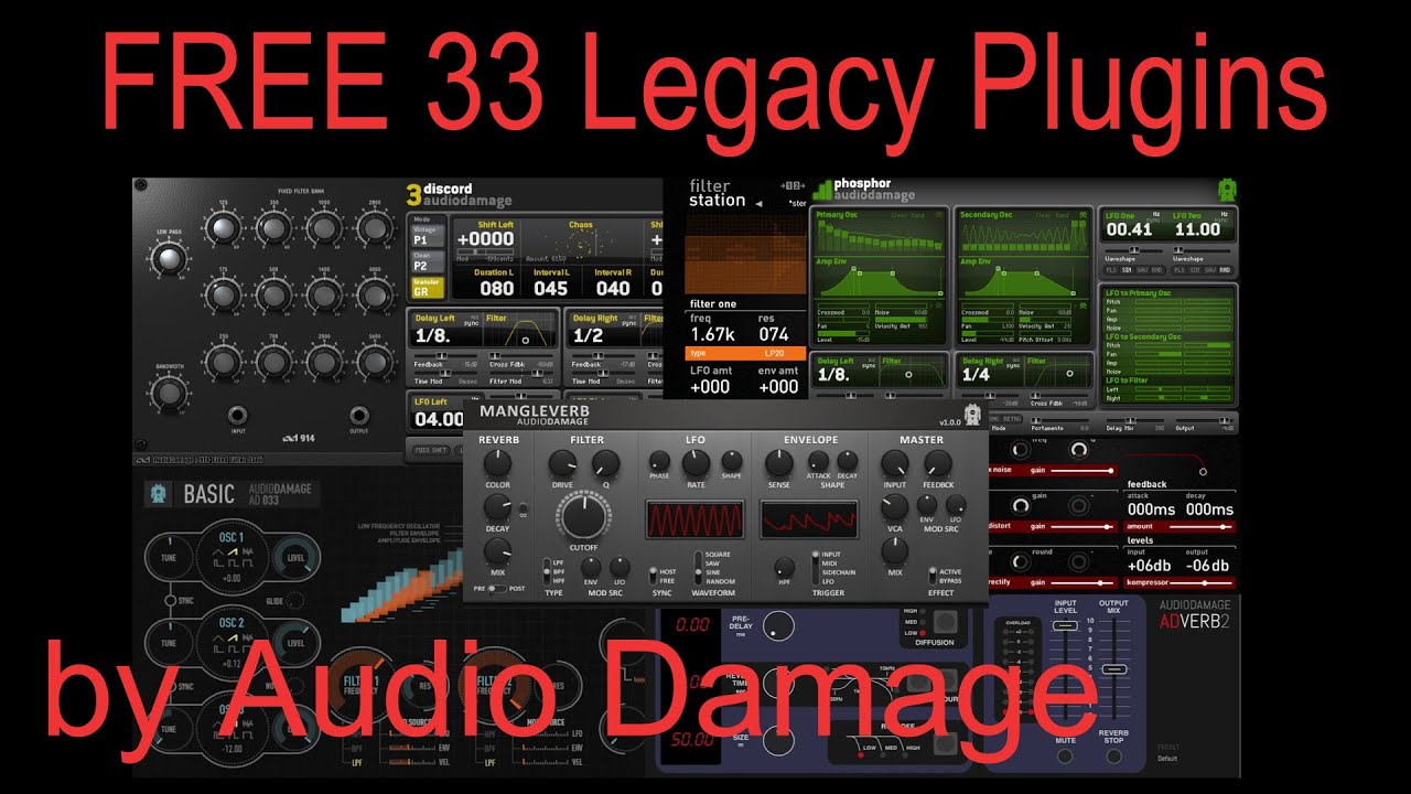 FREE 33 Legacy Plugins by Audio Damage - YouTube