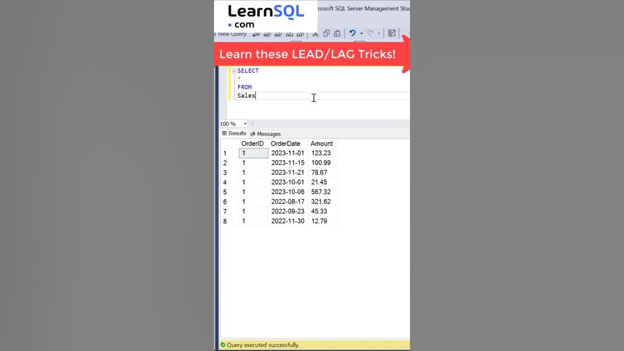 SQL | Don't Miss These LEAD / LAG Tricks | #sqltips - YouTube