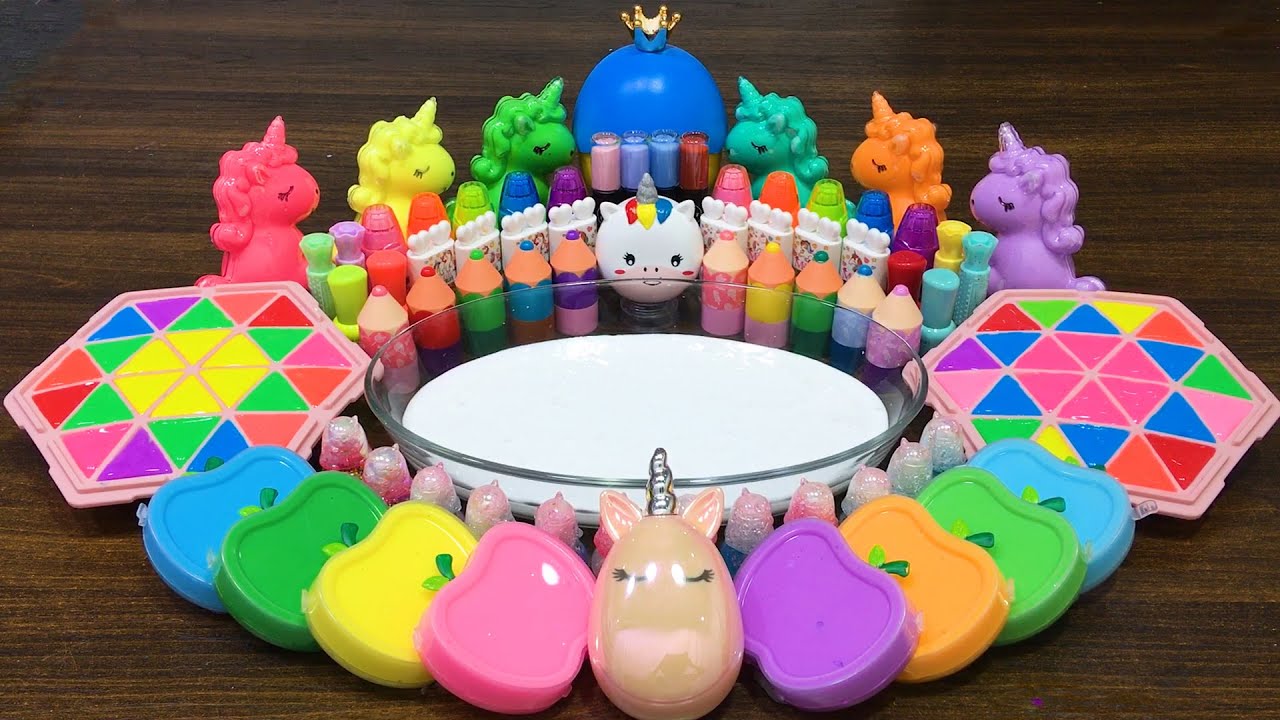 UNICORN MAGIC !!!Mixing Random into GLOSSY Slime !!! Satisfying Slime ...