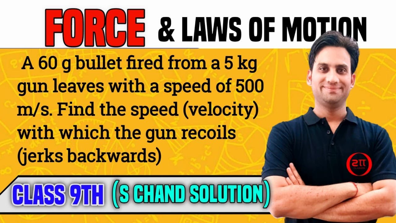 A 60 g bullet fired from a 5 kg gun leaves with a speed of 500 m/s ...
