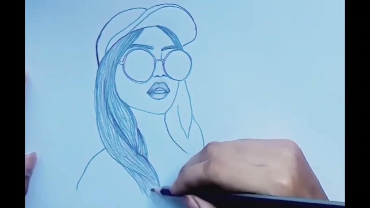 how to draw a smart girl drawing FOR beginningr tutorial - YouTube