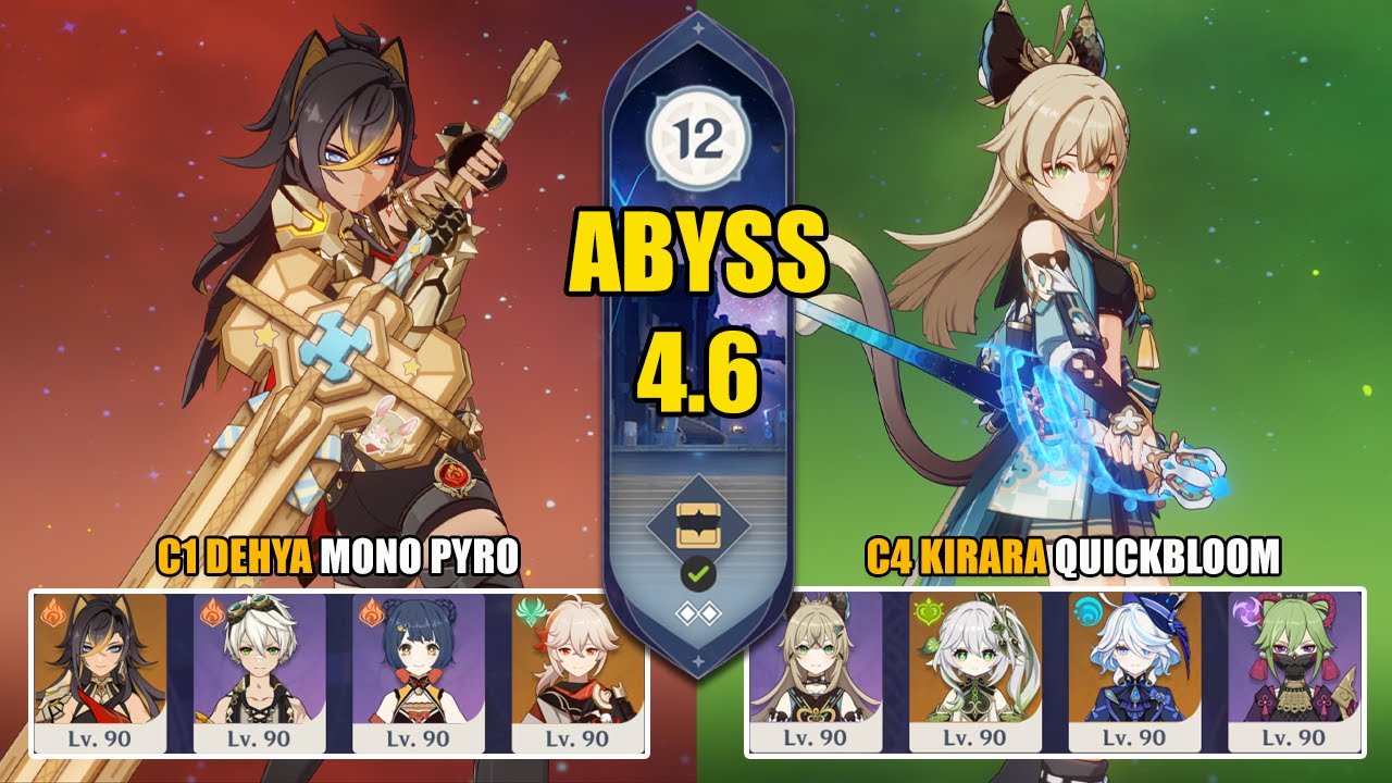 C1 Dehya Mono Pyro & C4 Kirara Quickbloom | Spiral Abyss 4.6 | Genshin ...