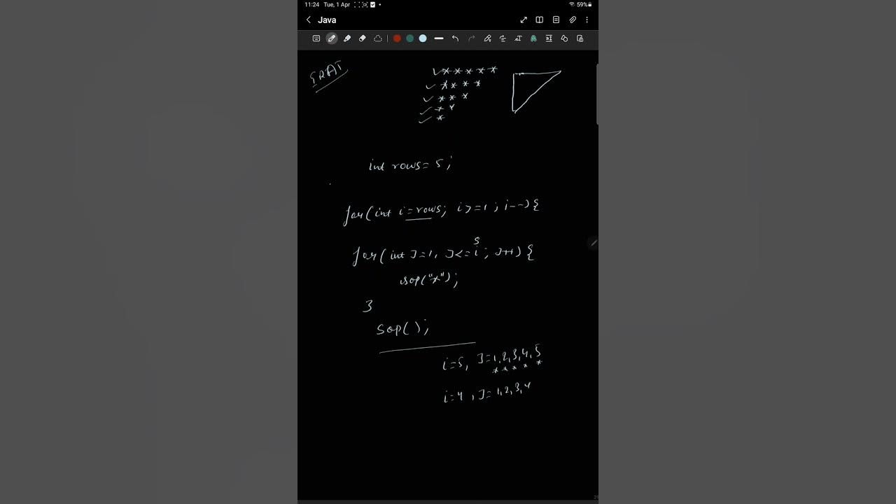 Inverted Create Right Angle Triangle with Star in Java #javaprogramming ... Inverted Create Right Angle Triangle with Star in Java #javaprogramming ...
