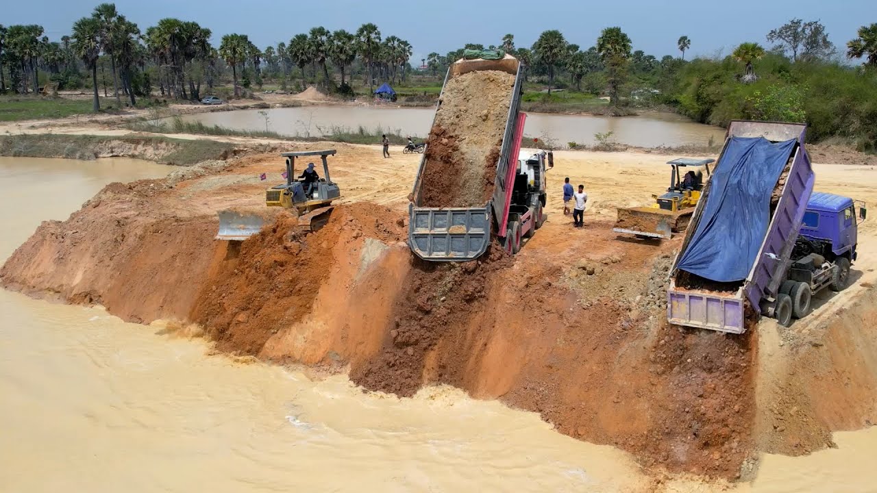 Big Project Incredible Dozer Dump Trucks Technical Skills Working ...