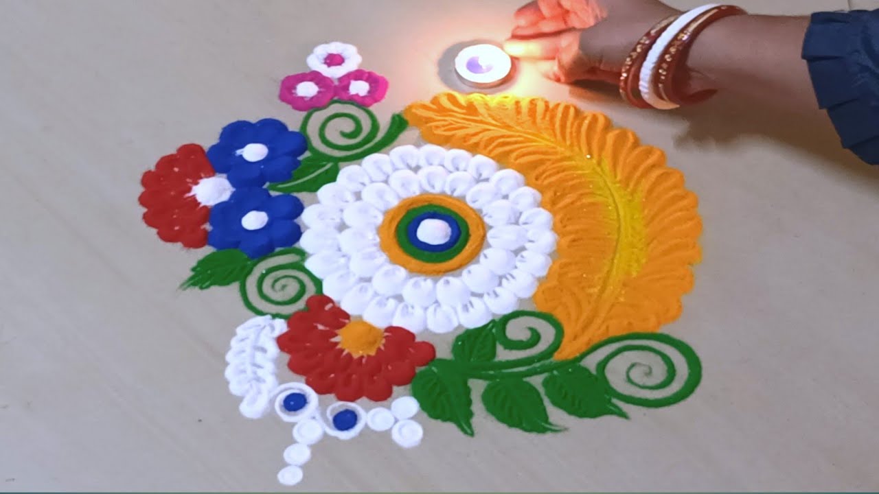 Latest simple rangoli design for holi|| Easy rangoli || easy festival ...