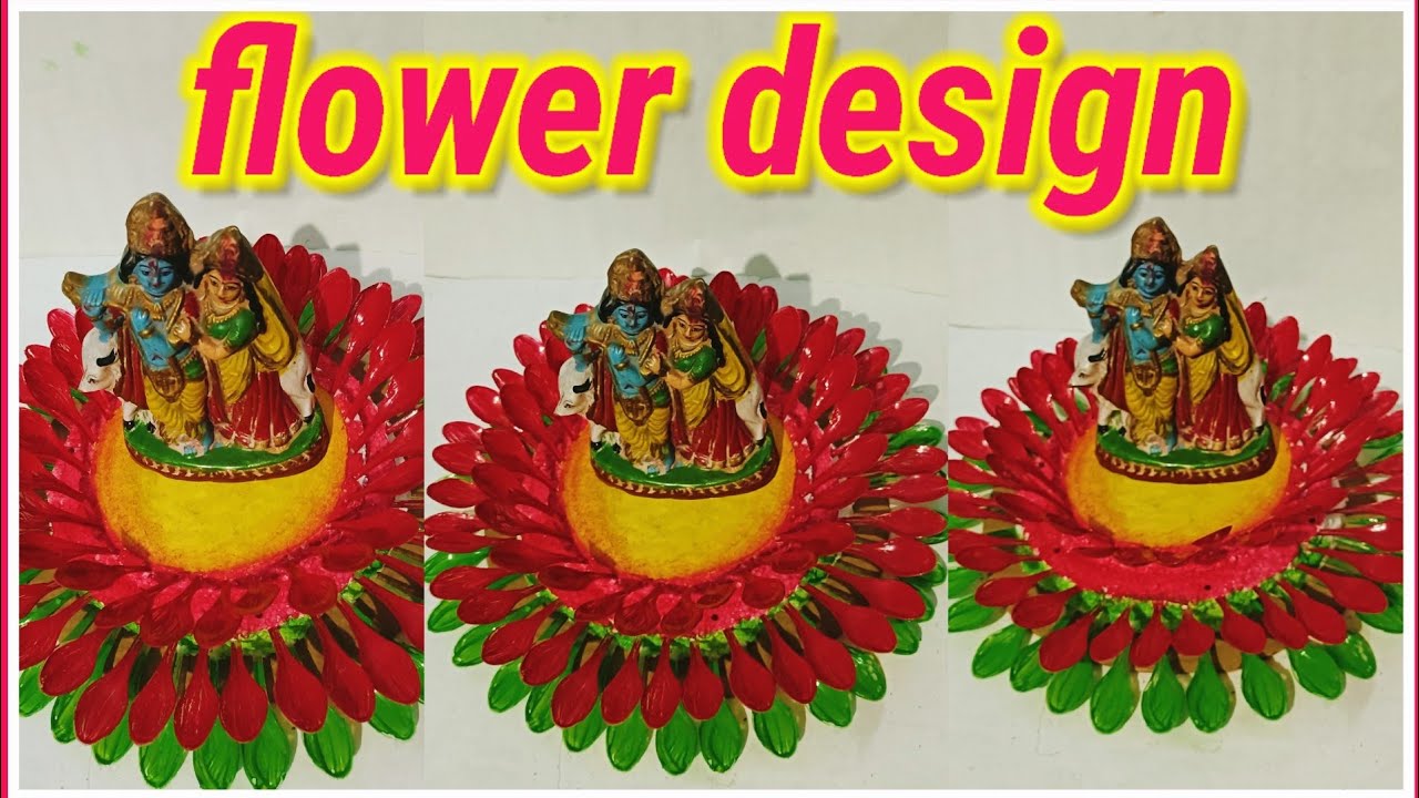 How to make a new flower design ,with plastic chammach. 🙏Radha krisna🙏 ...