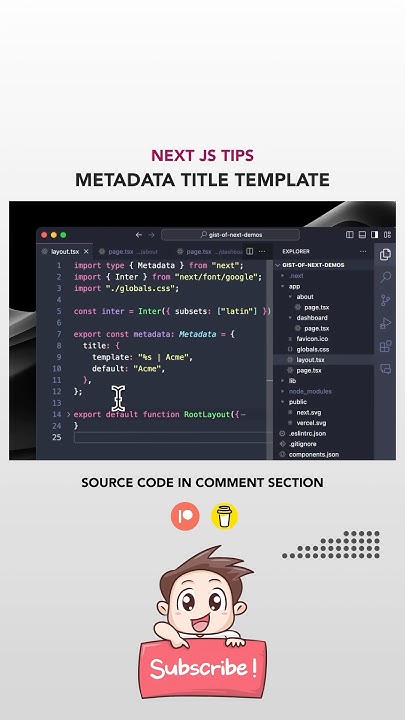💥Next JS Tips & Tricks - Meta Data Title Template #nextjs #nextjstutorial #metadata # ...
