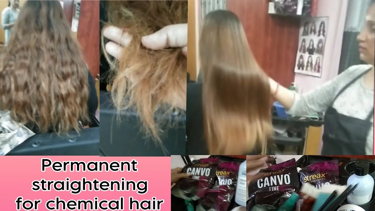 Permanent straightening for chemically damaged hair ll How to permanent ...
