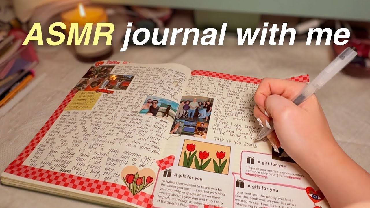 ASMR journal with me 📝 semi inaudible whispers, rain sounds - YouTube