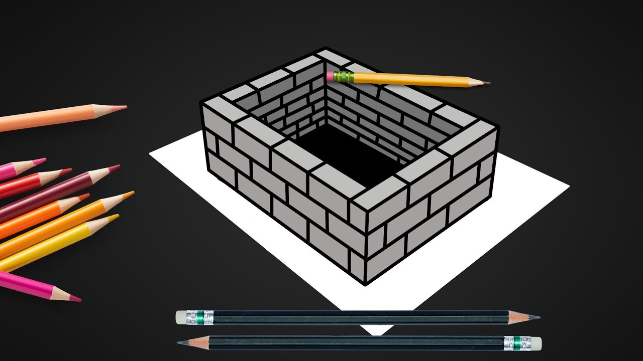 How to Draw a 3D Brick Wall - Easy 3D Trick Art Tutorial - YouTube