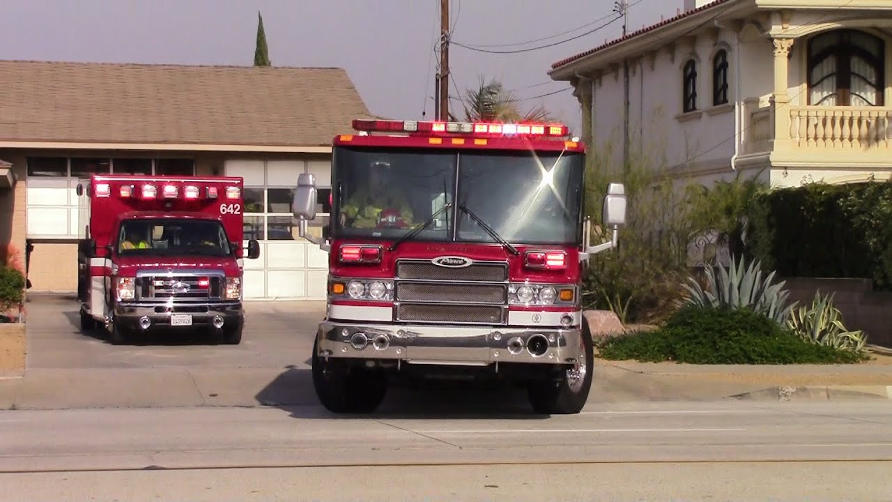 Downey Fire Dept. E64 & SQ.642 Responding - YouTube