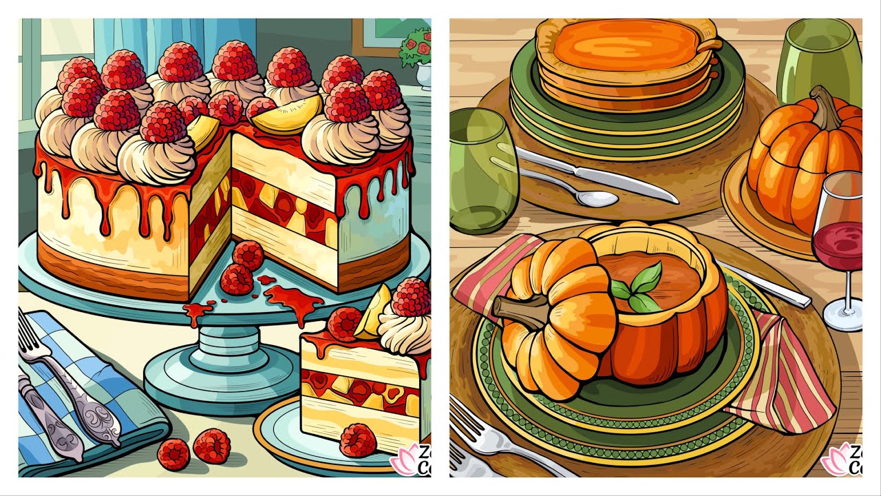 Strawberry Short Layer Cake Autumn Pumpkin Soup Zen Color Paint by ...