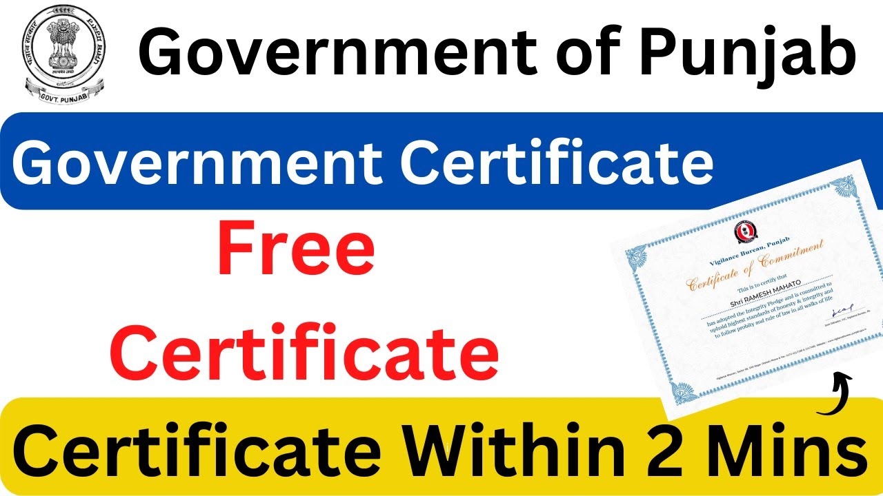 Government of Punjab Free Certificate | Government Certificate | Punjab ...