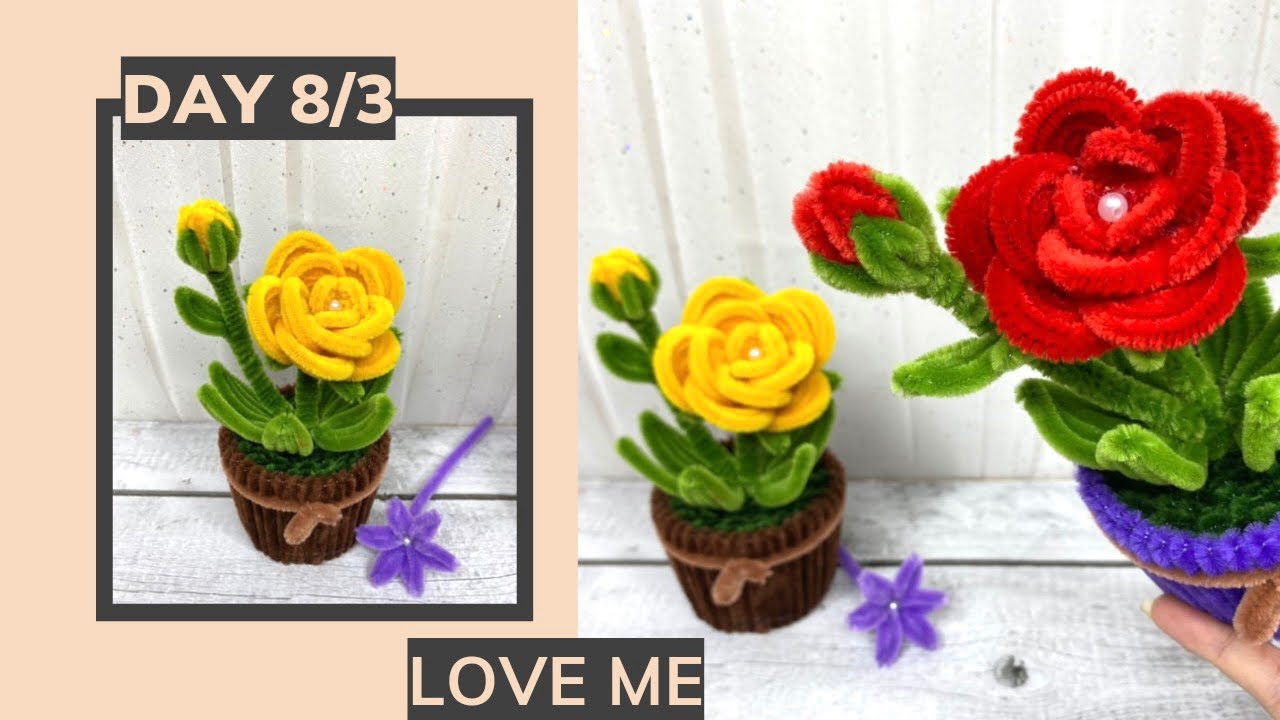 DIY / How to make beautiful mini rose pots / Cách làm chậu Hoa Hồng đẹp từ Kẽm nhung - YouTube