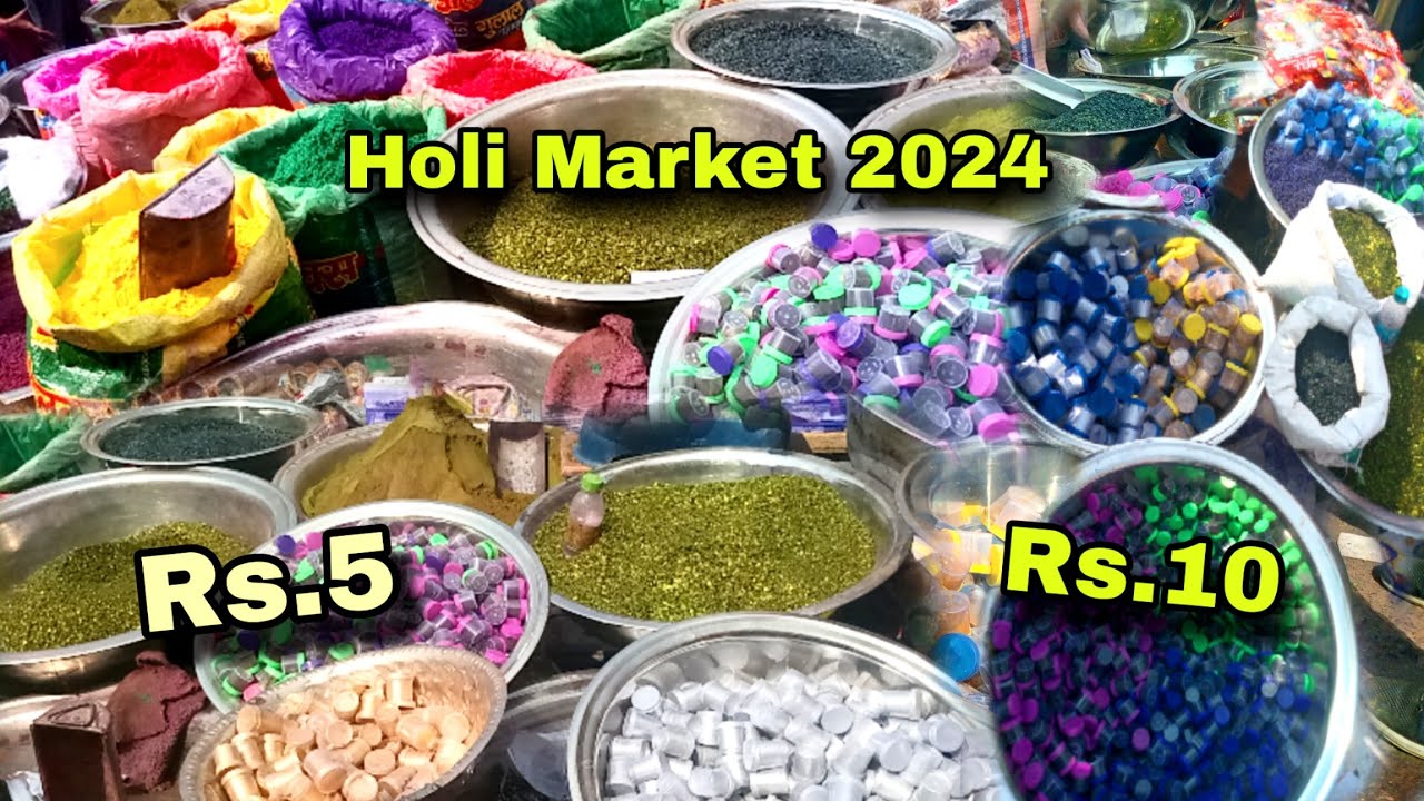 Cheapest Holi Market 2024 | Exploring Gulal, holi Pichkari, ₹3RS holi ...