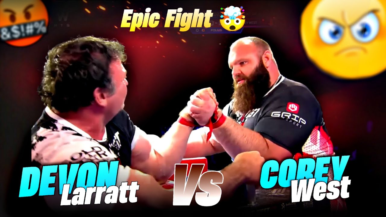 COREY West Vs DEVON Larratt Left full match || Insane armwrestling ...