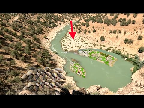Life on a Hidden Island 🌊🏝️ | Fishing & Gardening with a Nomad Family in the Zagros Mountains 🎣🌿