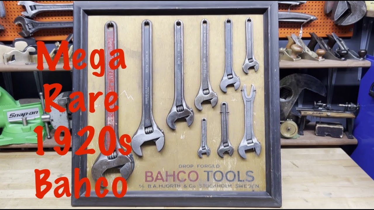 Mega rare bahco, 1920s wrench display with original Wrenches - YouTube