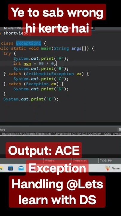 Exception Handling program | #interviewquestions #exception #coding#shorts #trending - YouTube