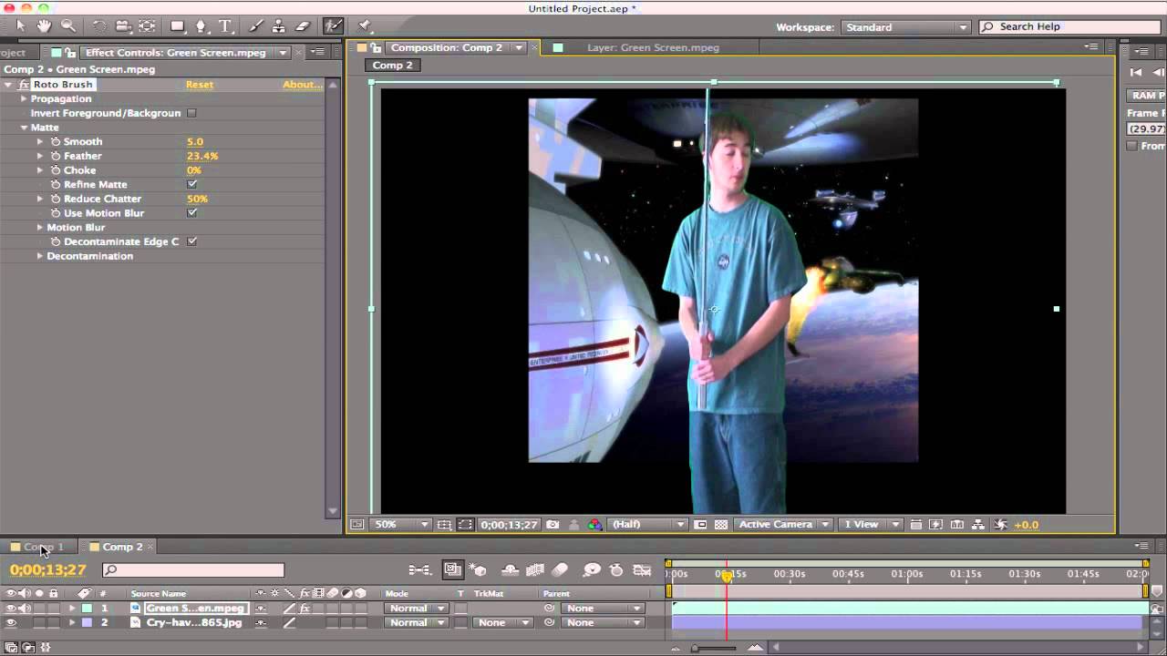 After Effects Rotobrush Green Screen - YouTube