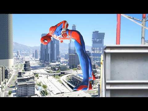 SPIDERMAN CRAZY JUMPS/FALLS (GTA 5 Spider-Man Fails)