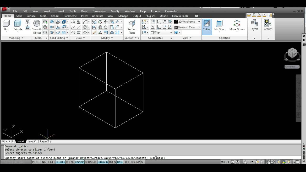 autocad 2012 tutorial interfere thicken slice commands(greek) - YouTube