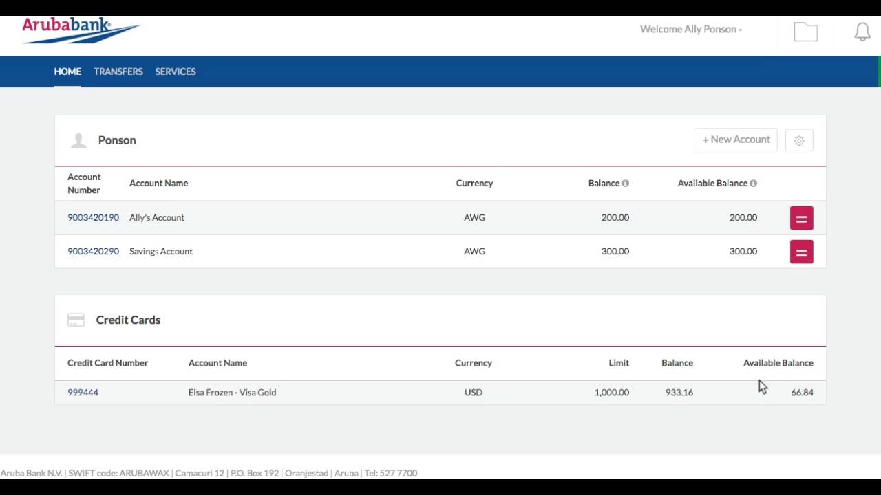 Link your Credit Card to Aruba Bank Online - English - YouTube