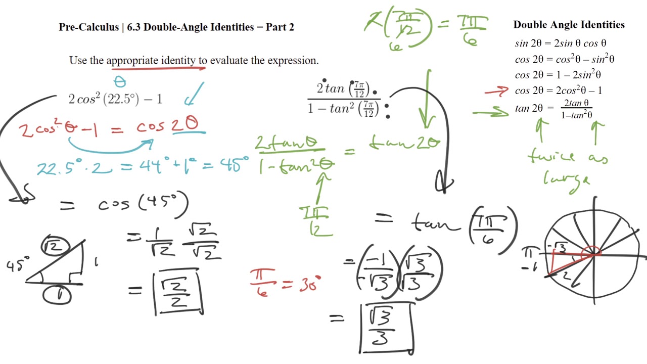 Pre-Calculus (Section 6.3 - Part 2) | Double-Angle Identities - YouTube