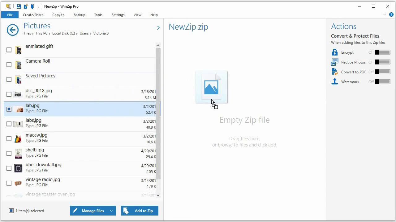 How to zip a file with WinZip - YouTube