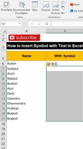 How To Insert Symbol With Text In Excel | Excel Trick | #symbol #