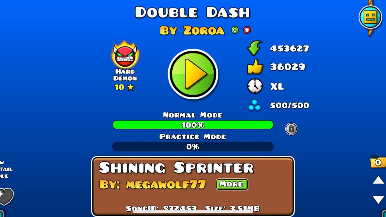 100% “Double Dash” [Hard Demon] by Zoroa | Geometry Dash Mobile IOS ...