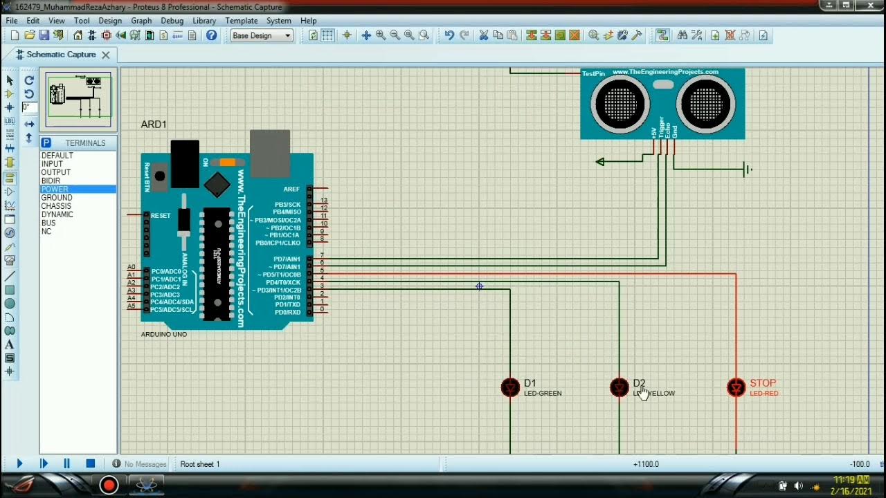 SIMULASI RANGKAIAN SENSOR ULTRAAONIK OUTPUT LED, SOUNDER DAN VIRTUAL ...