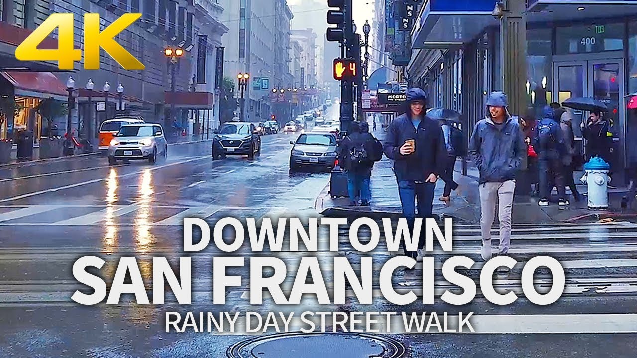 SAN FRANCISCO - Rainy Day Street Walk in Downtown San Francisco ...
