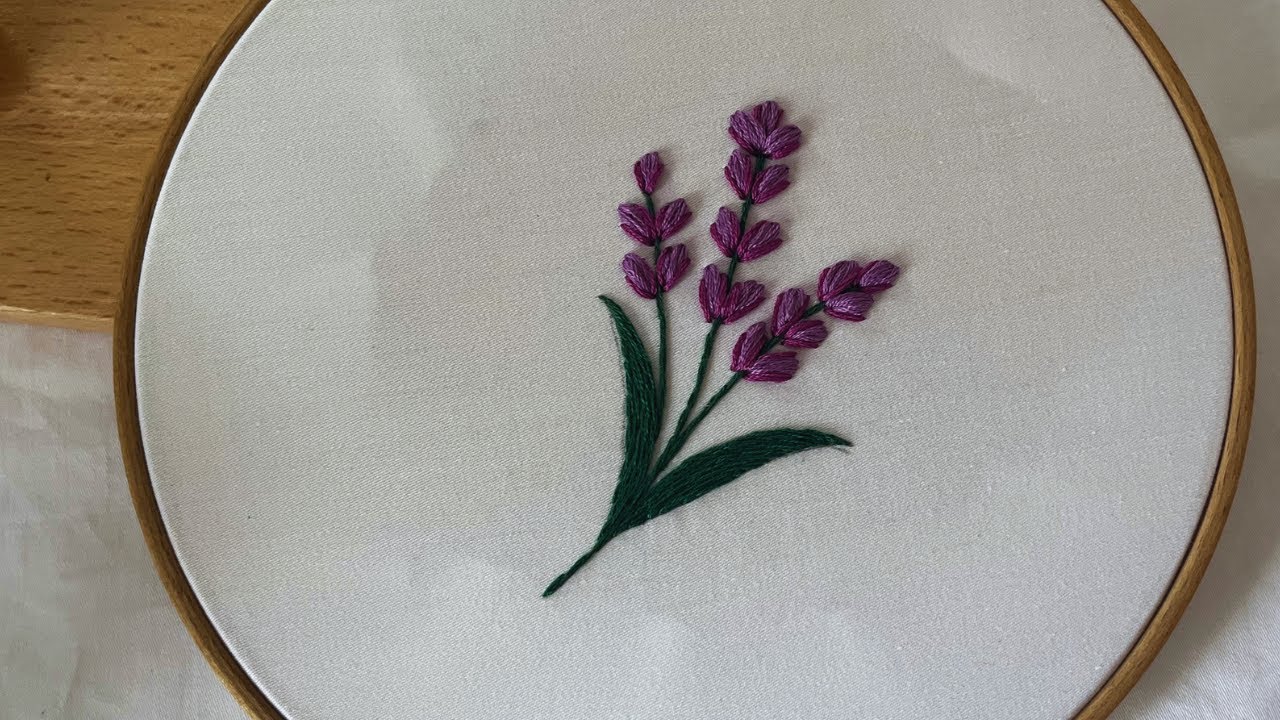 Very Easy Lavender Hand Embroidery for Beginners \\ - YouTube
