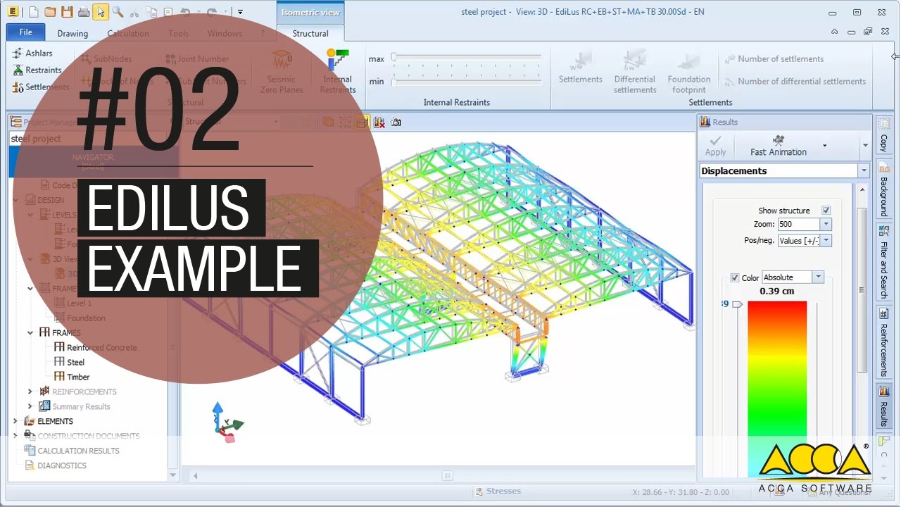 Reinforced concrete structural engineering software - EdiLus Example #03 - YouTube
