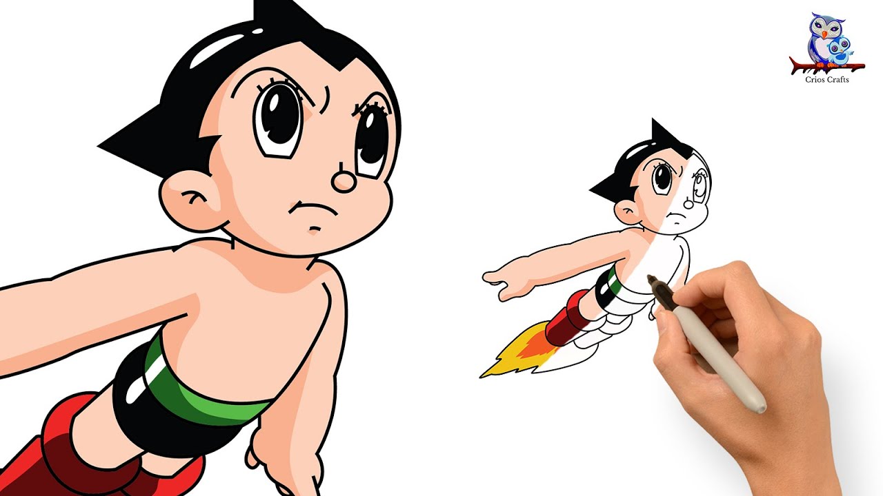 How to Draw Astro Boy (Mighty Atom) Manga - Step by Step - YouTube