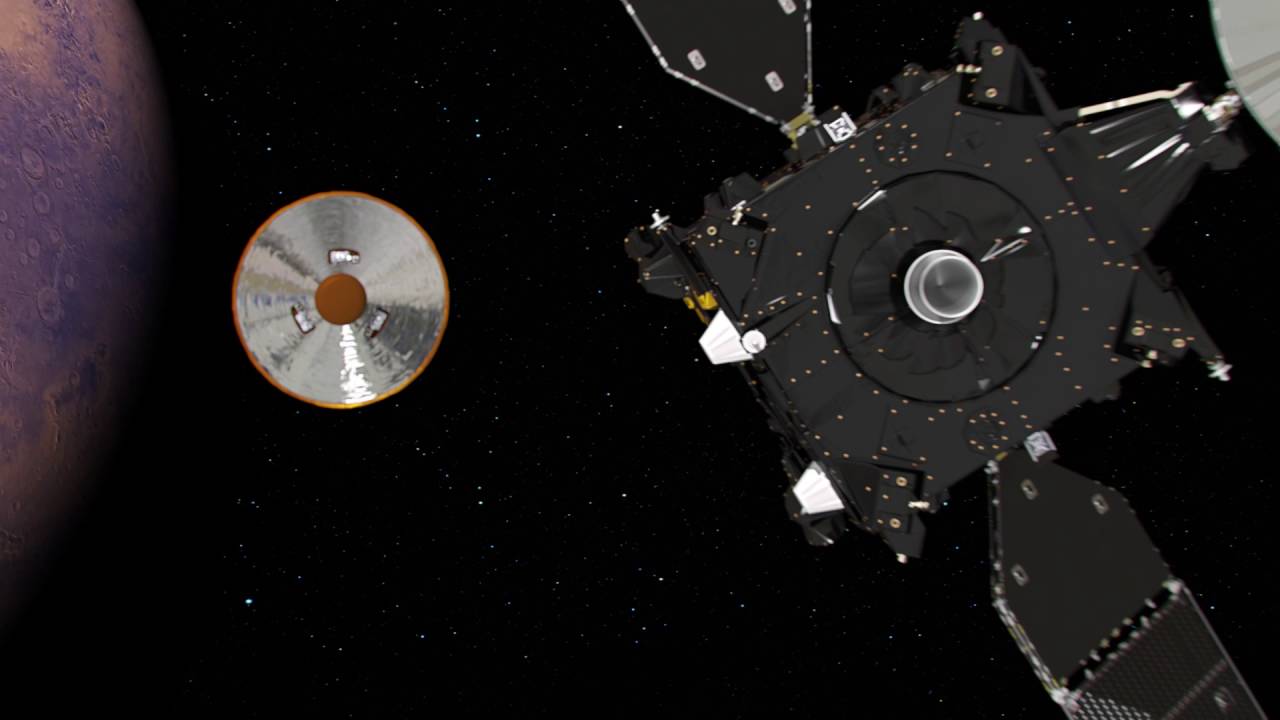 ExoMars 2016 TGO and Schiaparelli approaching Mars - YouTube