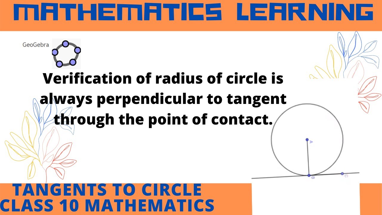 GeoGebra Demonstration|Radius of circle is perpendicular to the tangent ...