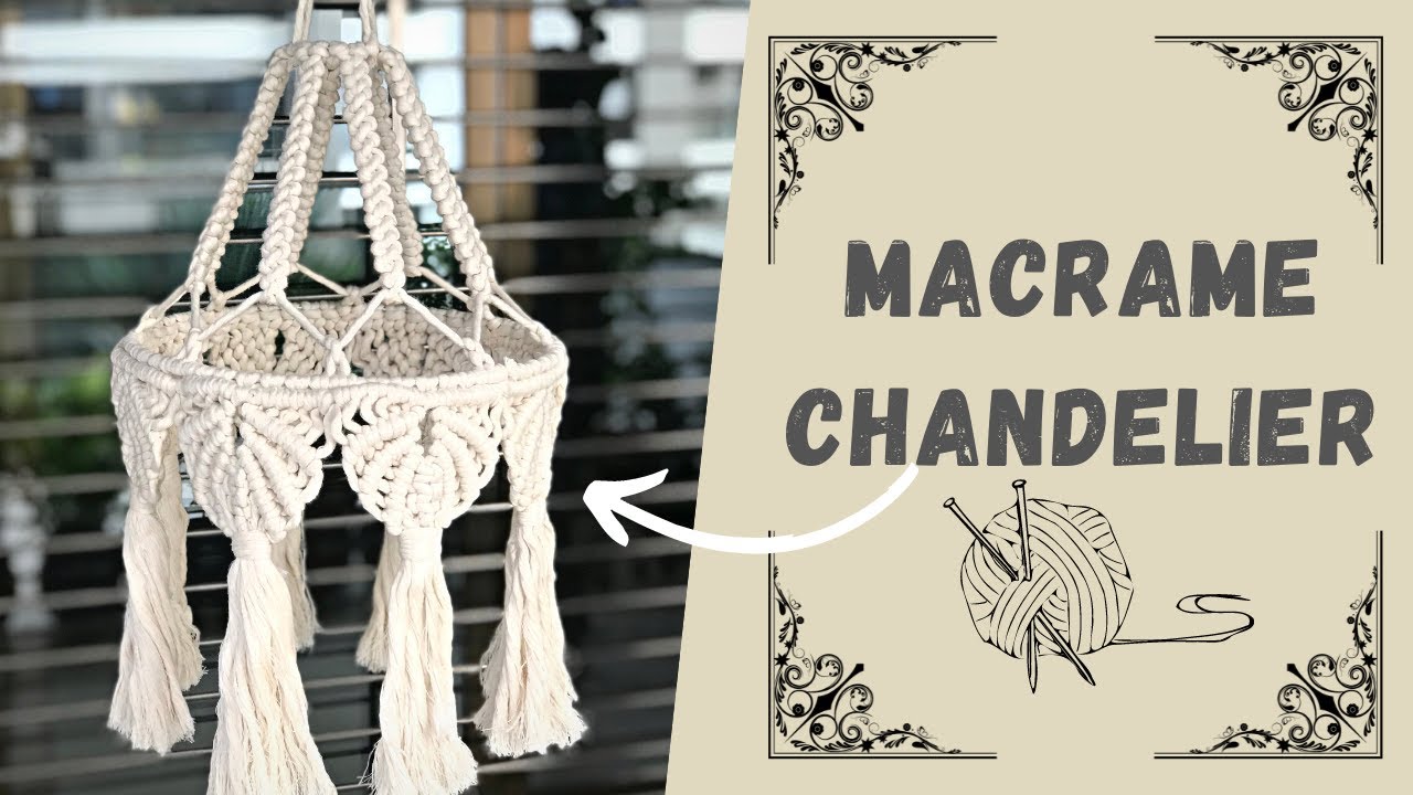 DIY : Modern MACRAME CHANDELIER in white with tassels, complete step by ...